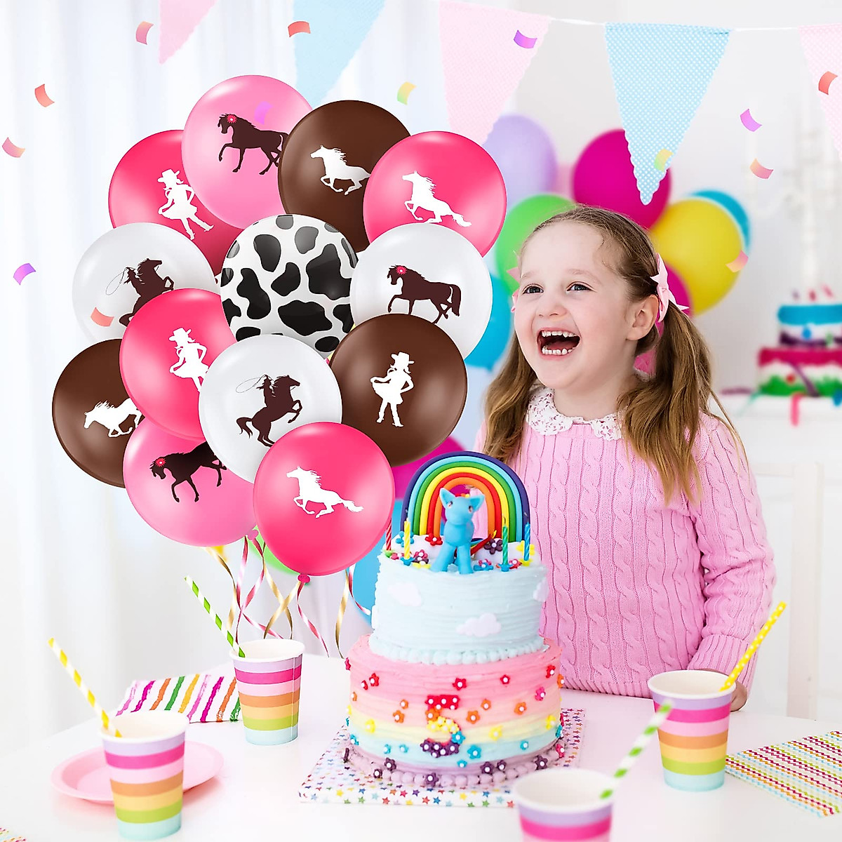 50 Pcs Cowgirl Balloons 12 Inch Western Cowgirl Cowboy Theme Party Decorations Bachelorette Birthday Cow Print Latex Balloons Pink Brown Balloons for Cowgirl Bachelorette Party Supplies