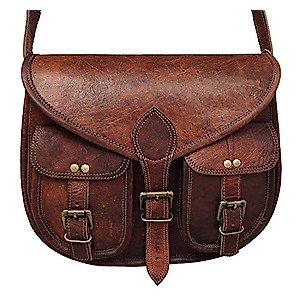 VC 14 Inch Leather crossbody bags Purse Women Shoulder Bag Satchel Ladies Tote Travel Purse full grain Leather