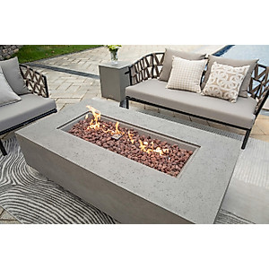 AMS Fireplace | Bundle for Madison 60"x32" Rectangular Concrete Natural Gas Fire Pit Table | Light Gray | Travertine (coarse) Texture Surface | Outdoor Patio Heater Electronic Ignition Fireplace