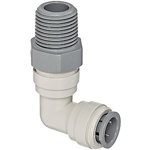 John Guest Acetal Copolymer Tube Fitting, Swivel Elbow, 1/2" Tube OD x 1/2" NPTF Male (Pack of 10)