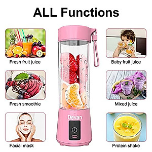 Portable Blender Smoothies Personal Blender Mini Shakes Juicer Cup USB Rechargeable.