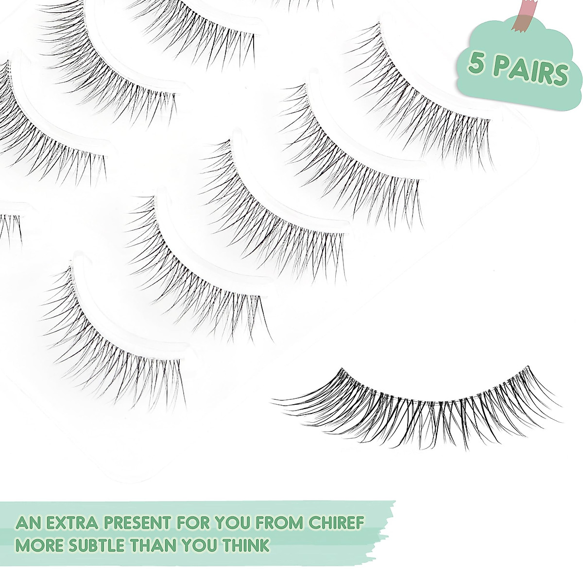 Lashes Natural False Eyelashes Soft Wispy Lashes Faux Mink 11mm False Lashes Chiref Fluffy Curly False Eyelashes Natural Look Lashes 3D 5 Pairs DY-3-Funny