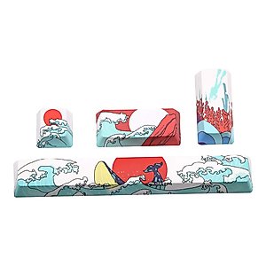 4 Keycap Set,Dye-subbed PBT Keycap, OEM Spacebar Keycap, Esc Keycap Enter Keycaps for DIY Cherry MX Gaming Mechanical Keyboard, Sea