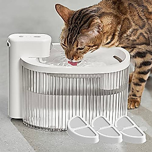PET MARVEL Cat Water Fountain Wireless Battery Operated 85oz/2.5L with 3PCS Filters, Automatic Water Dispenser for Cats, Water Fountain for Cats Pet Inside Large Capacity Easy to Clean and Assemble
