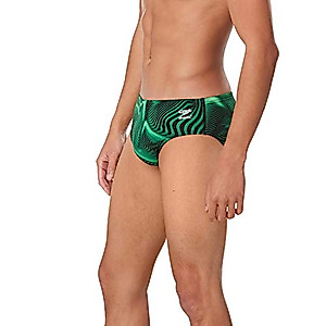Speedo Men's Standard Swimsuit Brief Endurance+ Printed Team Colors, Fusion Green, 30