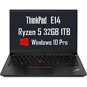 Lenovo ThinkPad E14 Gen 3 14" FHD (32GB RAM, 1TB PCIe SSD, AMD 6-Core Ryzen 5 5500U (Beat i7-1165G7), 1080p Anti-Glare) Business Laptop, Type-C(DP and Charge), RJ-45, Wi-Fi 6, Webcam, Win 10 / 11 Pro