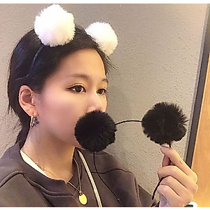 vipolish Pom-Pom Cat Ear Headband, 3PCS Fluffy Pom Ball Hair Styling Accessories for Women, Girls