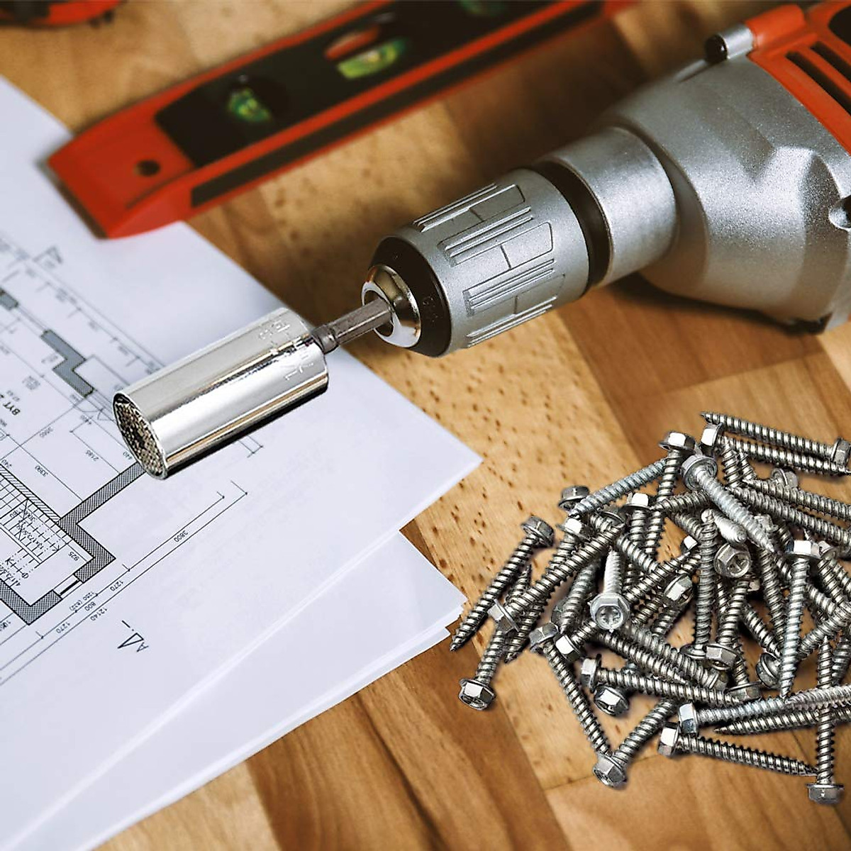 Universal Socket Gifts for Men, Owlbbabies 3Pcs Multi-function Universal Socket Wrench Set with Bushing Ratchet Wrench, Power Drill Adapter(7-19mm), Gadgets Gifts for Men/Dad/Husband/DIY Handyman