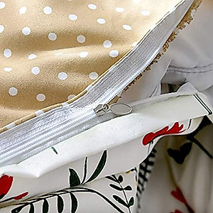 Erosebridal Boho Floral Bedding Set Yellow Flower Duvet Cover Blue Red Blossom Comforter Cover Botanical Country Garden Leaf Branch Quilt Cover for Kids Girls Women Room Decor Full Size,White Brown