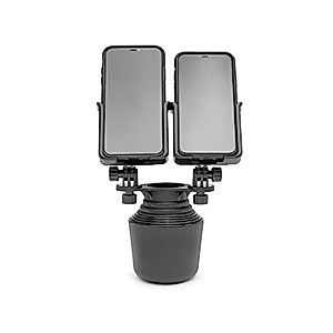 WeatherTech CupFone Duo XL - Universal Dual Cell Phone Cup Holder (8ACF12XLD) with Black Plastic Knobs