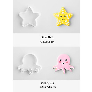 Cookie Cutters 8 Pieces Biscuit Sandwich Cutter Dolphin Whale Octopus Fish Shapes Vegetables Fruits Bread Crust Slicer Kit for Kids Bento Lunch Box
