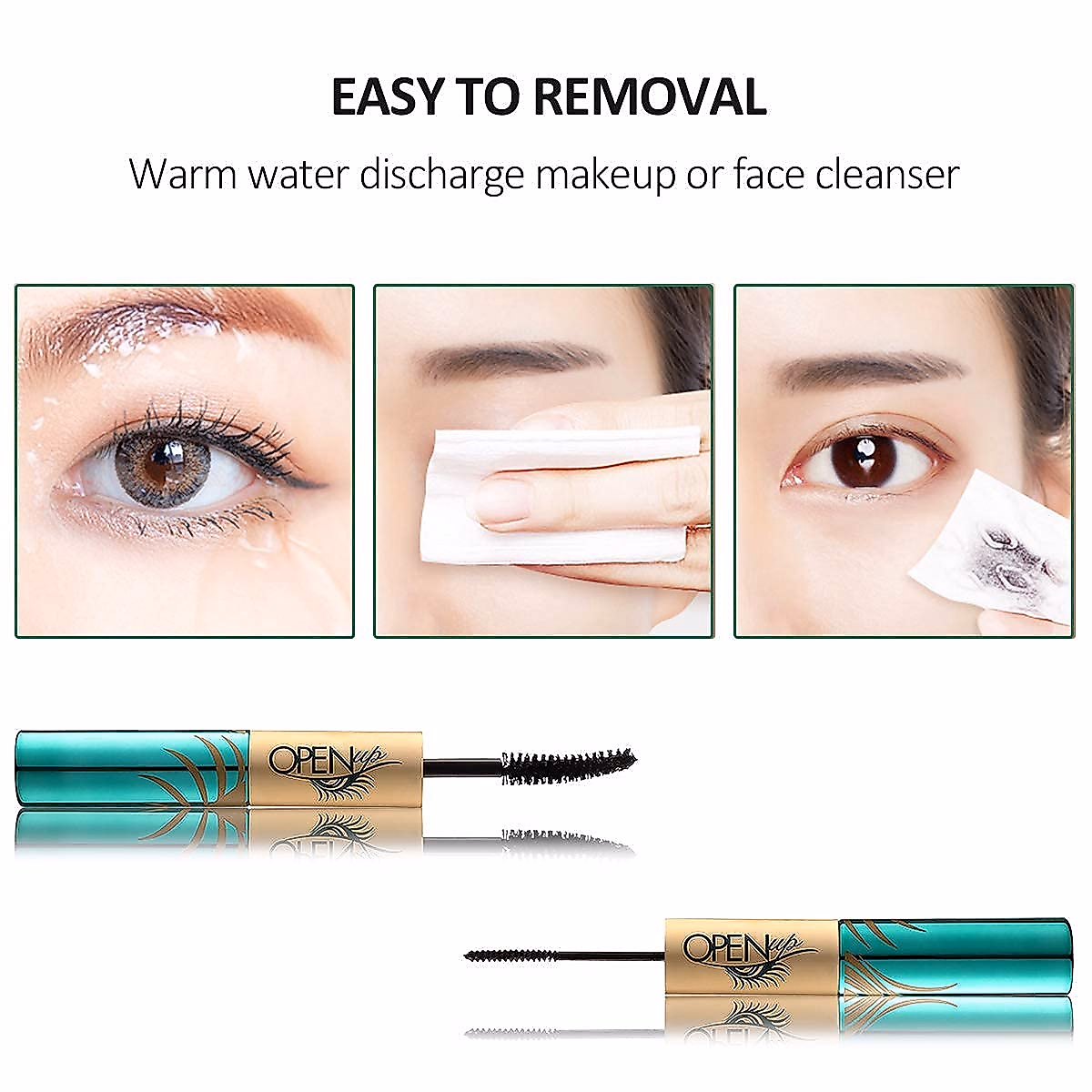 GECOMO Mascara Black Volume and Length with 2 in 1 Mascara Wand, 4D Silk Fiber Lash Mascara Waterproof, No Smudging, No Clumping, No Flaking, Thick & Black, Best Mascara for Women