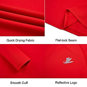 DEVOROPA Youth Boys Compression Shirt Long Sleeve Football Baseball Undershirt Quick Dry Sports Baselayer Red M