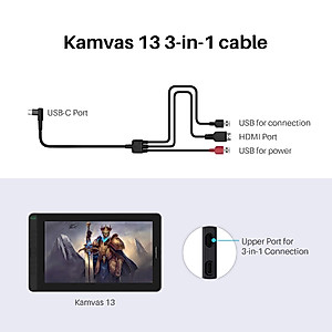 HUION 3-in-1 Cable, Compatible Kamvas 12/13/16 (2021), CB05A