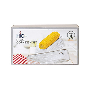 HIC Harold Import Co. HIC Corn Dishes, Glass, Set of 4, 8.5-Inches Clear