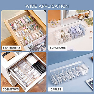 Yesesion Clear Plastic Cable Organizer Box with Adjustment Compartments, Desk Accessories Storage Case with Lid and 10 Wire Ties for Drawer, Office, Art Supply, Electronic Management