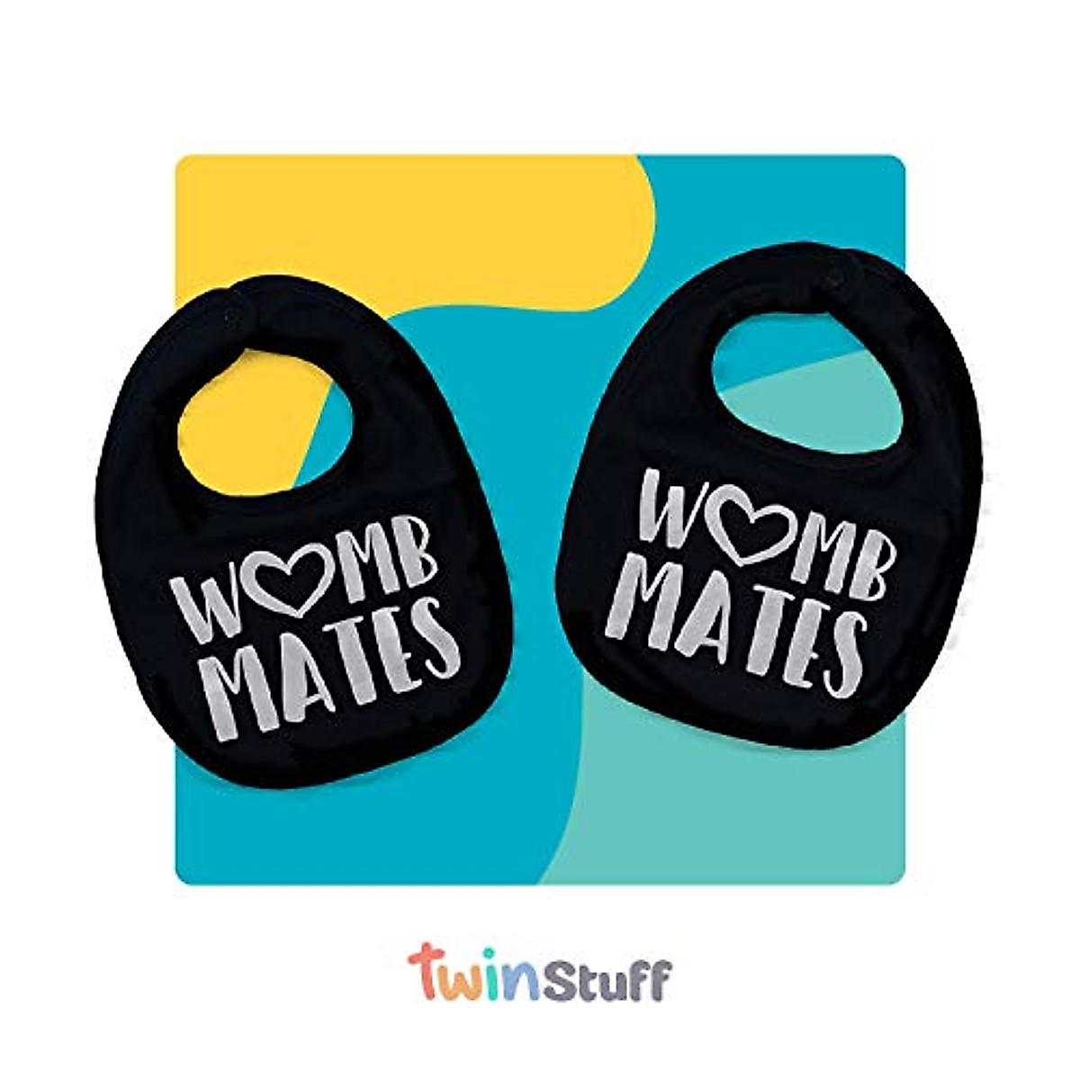 Womb Mates Twins Baby Bibs - 100% Soft Cotton, Unisex Twin Bib Set For Boys and Girls