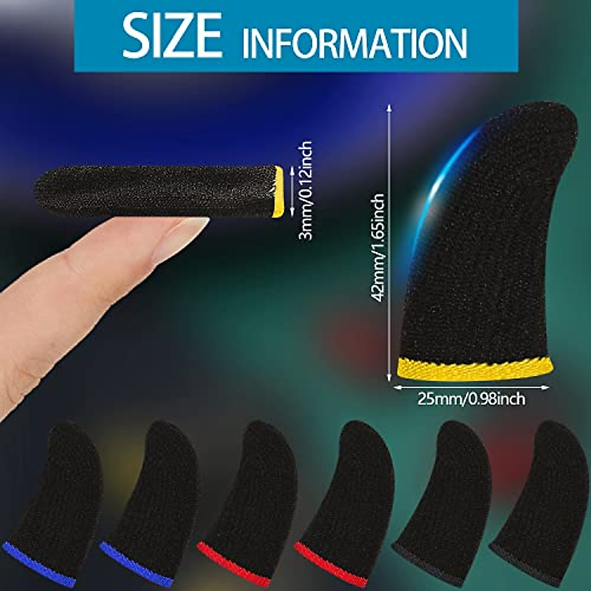 120 Pcs Finger Sleeve for Gaming Anti Sweat Game Controller Finger Thumb Sleeve Breathable Finger Covers Touchscreen Gaming Gloves for Mobile Phone Game, 4 Designs (Colorful)