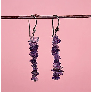 Natural Amethyst Chips Crystal Earring, Yoga Jewelry, Meditation Earring, Crystals Earring, Energy Healing Crystals, February Birthstone Gift for Her, Gemstone Jewelry (Amethyst)