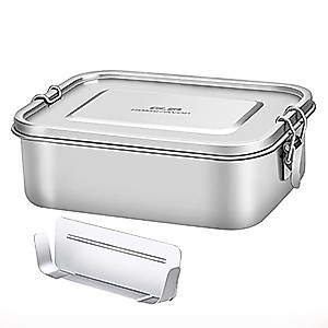G.a HOMEFAVOR Divided Stainless Steel Bento Box, 2 Compartments Lunch Box, Lock Clips Design, 1200ML Metal Lunch Box Containers, Steel Lunch Box, Sandwich Container - Dishwasher Safe - Leak Proof