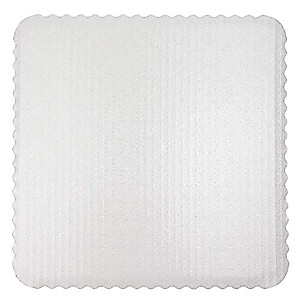 O'Creme White-Top Scalloped Square Cake Board 3/32 Inch Thick, 12 Inch x 12 Inch - Pack of 10