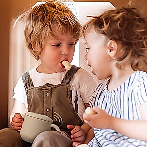 Zopeal 6 Pieces Silicone Snack Cups for Toddlers Spill Proof Food Container with Dust Proof Lid Double Handles for Infants Boys Girls, 6 Colors