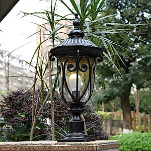 MODEBHD 49cm, Outdoor Glass Floor Lamp Bottom Light Die-cast Aluminum Column Light Waterproof IP55 Pillar Post Light Garden Decoration Park Fence Garden Villa E27 Lighting