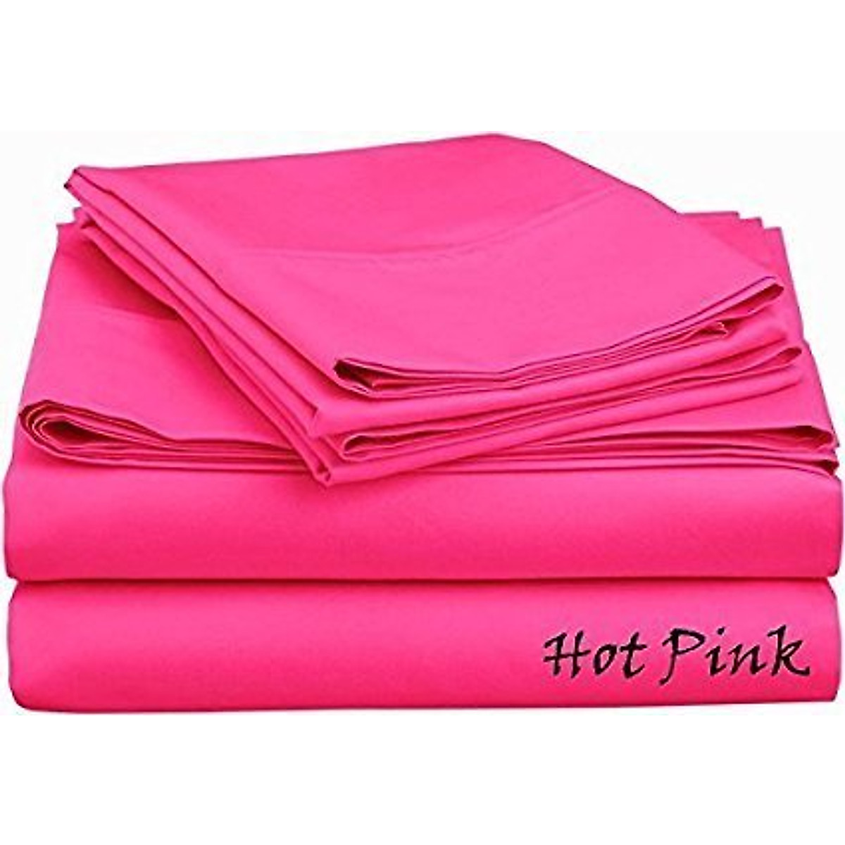 Ethereal Bedding 400-TC Sateen Super Soft 4-PC Luxury Sheet Set RV Camper Short Queen Solid HOT Pink Fit Upto 18'' Inches Deep Pocket 100% Egyptian Cotton