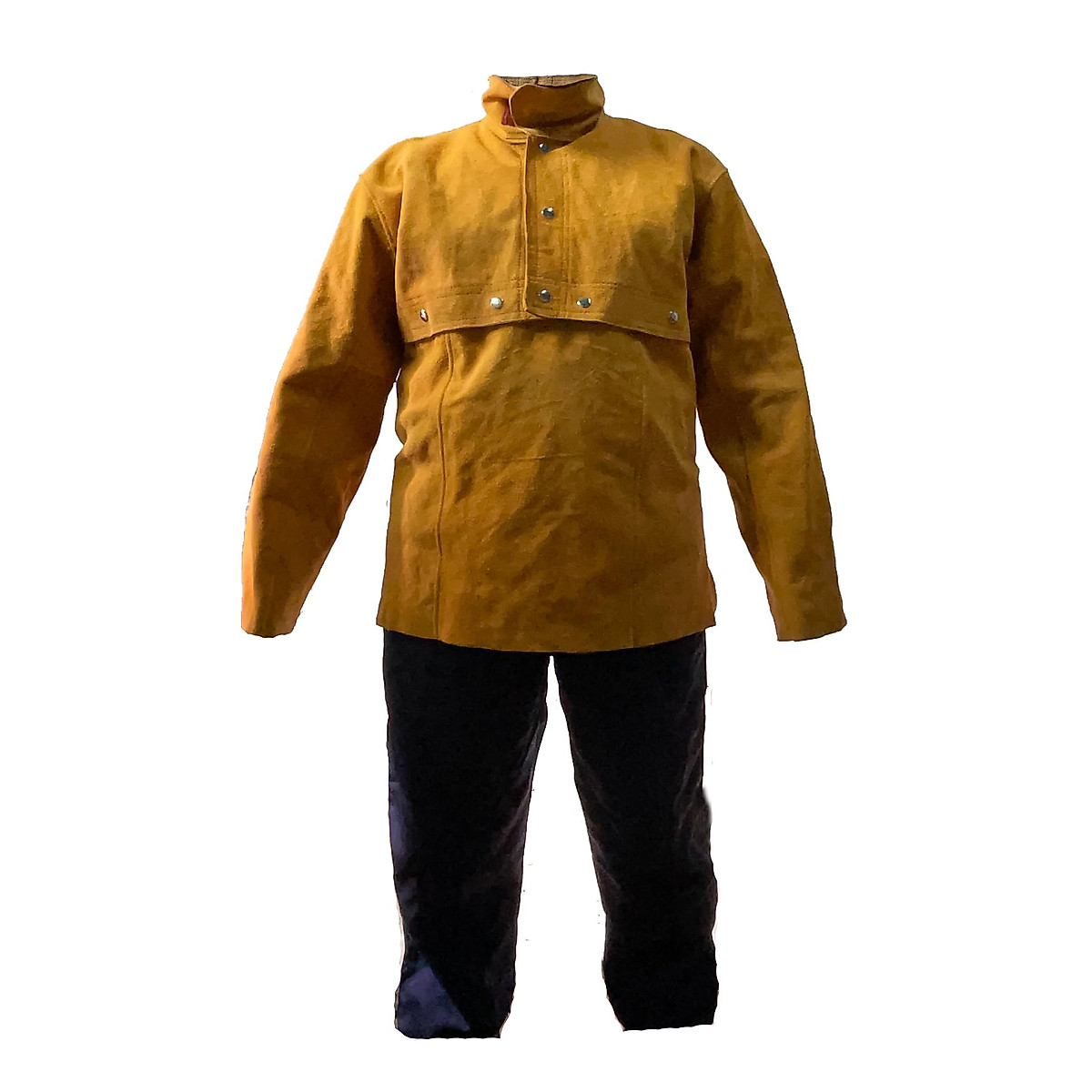 Leather Welding Jacket, Heat & Flame Resistant Jacket, Cowhide Welding Work Shop Jacket Large