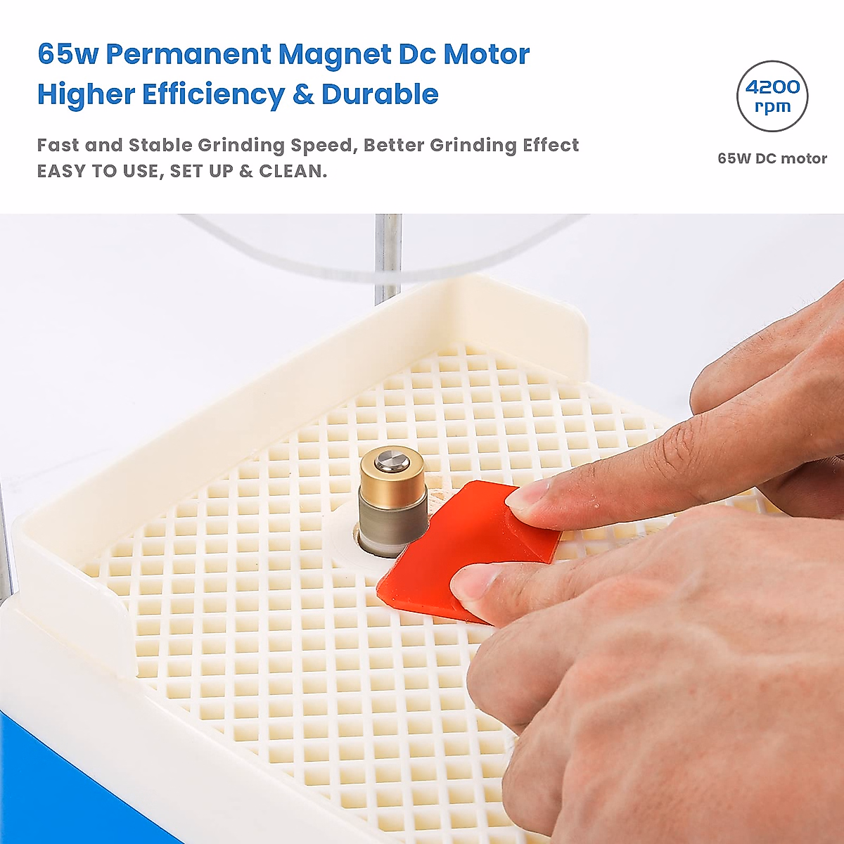 ANBULL Stained Glass Grinder Machine,Mini Portable Stained Grinder Glass Art Grinding Tool with 5/8" & 1" Grinder Bits (110V, 65W, Blue)