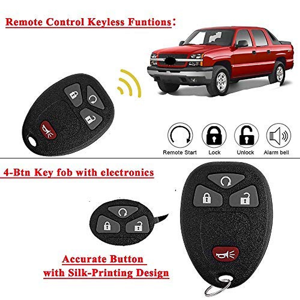 SaverRemotes Key Fob Compatible for 2007 2008 2009 2010 2011 2012 2013 Chevy Silverado 1500 2500 3500 Keyless Remote Replacement for OUC60270 OUC60221