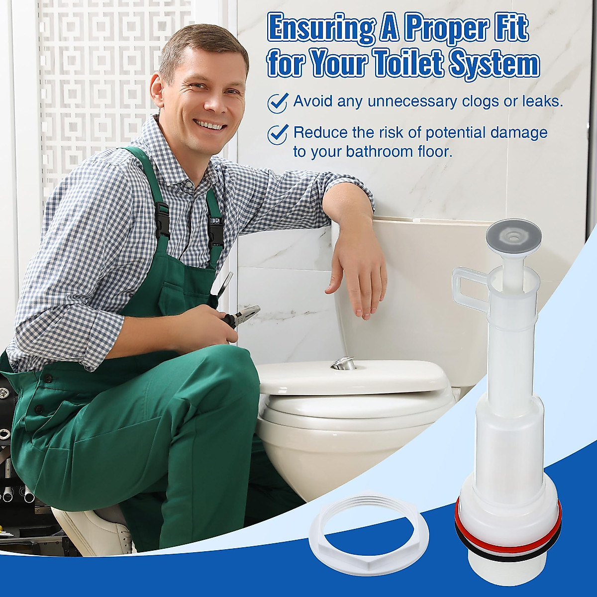 Dreyoo Flush Valve Replacement for 211-1112, Compatible with Mansfield Toilet Tank Models, for All Trip Levers, Replacement Toilets Flush Valve Parts, Tower Type, Plastic