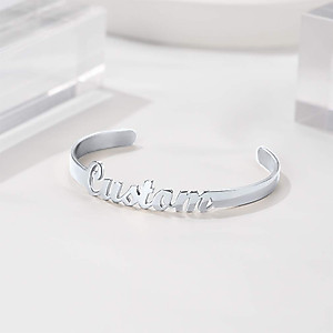 Engravable Cuff Bracelets for Women Custom Made Open Cuff Bangle Bracelet with Name Engraved Personalized Memorial Jewelry