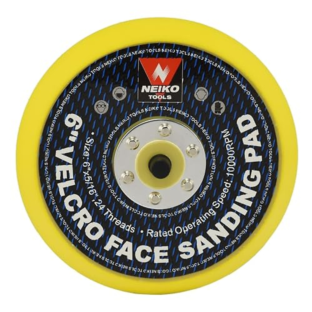 NEIKO 30263A - 6 inch Sanding Discs Hook and Loop, 5/16” Arbor with 24 Thread Mounts, 10,000 RPM, Sanding Pads for Orbital Sander and DA Sander, Hook n Loop Backing Pad