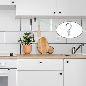 100 Pcs Small Screw Hooks, 1/2 Inch Screw-in Hooks Copper Plated Metal Cup Hooks, Mini Metal Screw Wood Ceiling Wall Hooks for Jewelries Crafts Keys Caps String Plants Lights Wreaths, Silvery