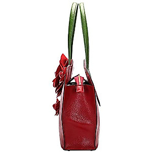PIJUSHI Designer Floral Purses and Handbags for Women Top Handle Satchel Handbag Ladies Shoulder Bag（20105 Red）