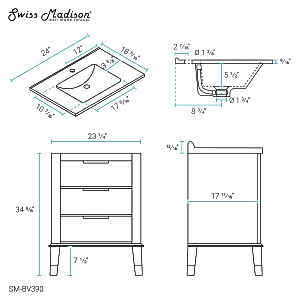 Swiss Madison Well Made Forever Hugo 24" Bathroom Walnut Bath Vanity