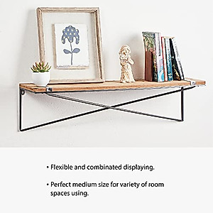 Glitzhome Rustic Floating Shelves Wall Mounted, Farmhouse Decoration Display for Room, Kitchen, Office, Natural, (GH11061)