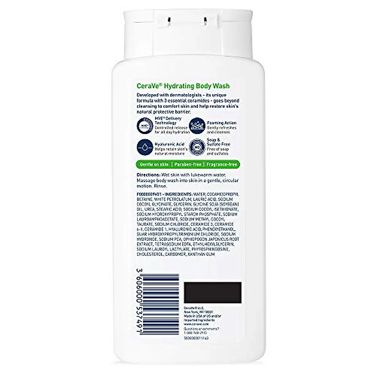 CeraVe Body Wash for Dry Skin | Moisturizing Body Wash with Hyaluronic Acid and Ceramides | Paraben, Sulfate & Fragrance Free | 10 Ounce