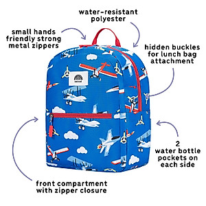 uninni 14" Kids Backpack for Girls and Boys Age 5-8 Years Old with Padded, and Adjustable Shoulder Straps - Aircraft (Blue)