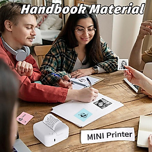 Netholid Mini Portable Printer with 14 Rolls Sticker Paper, Pocket Bluetooth Thermal Printer for Photo Travel Memo Scrapbook, Compatible with Phone (WhiteGreen, 1 Printer + 13 Roll Paper)