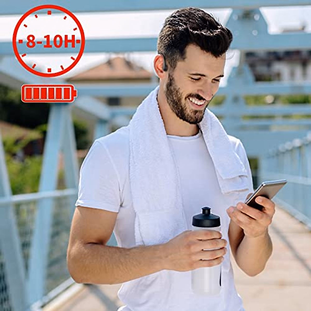 Bone Conduction Headphones, Open-Ear Bluetooth Sport Headphones, Built-in Mic Wireless Earphone