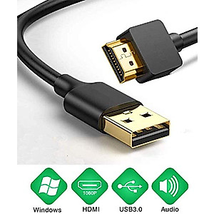 Bukeer USB to HDMI Adapter Cable for Mac iOS Windows 10/8/7/Vista/XP, USB 3.0 to HDMI Male HD 1080P Monitor Display Audio Video Converter Cable Cord