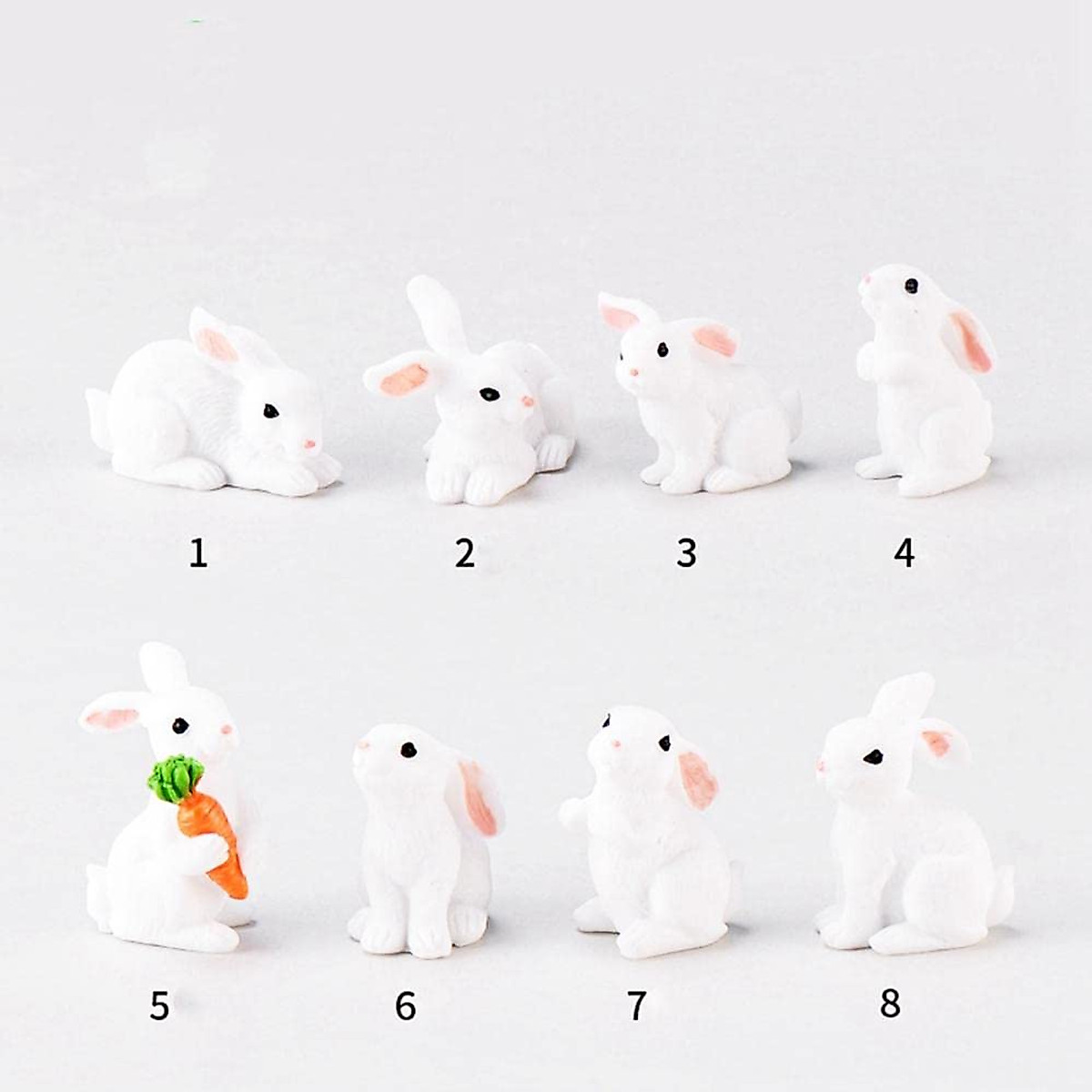 Rabbit Ornaments, Cute Animal Figurine, DIY Hare Miniature, Resin Craft, Fairy Garden Bunny Bonsai Easter Decoration, Animals Model(7)