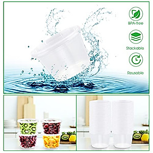 ZIZOTI [50 Pack,16oz] Combo Food Storage Containers with Lids, Airtight Deli Food Containers w 10 Spoons, BPA-Free Leakproof Takeout Meal Prep Dishwasher, Microwave, Freezer Safe