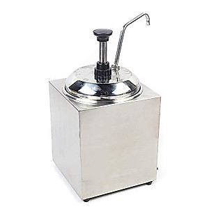 Cheese Dispenser with Heated Pump 2.6Qt Capacity Hot Fudge Warmer with Pump Stainless Steel Spout Heater for Buttery Topping, Chili, Hot Fudge, Cheese, Caramel Butter