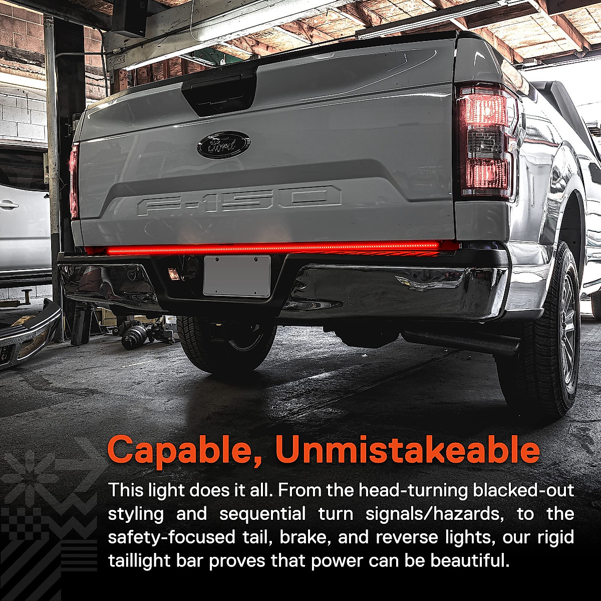 TRUE MODS 60" LED Tailgate Light Bar + Signal Relay Box [Ford F-150 F-250 F-350 Super-Duty till 2018] [Sequential Turn Signal] [Tail & Reverse Light] for Pick-Up Trucks with Tow Package & BLIS