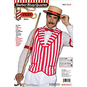 Forum Novelties Men's Standard Barbershop Quartet Vest, Red, White
