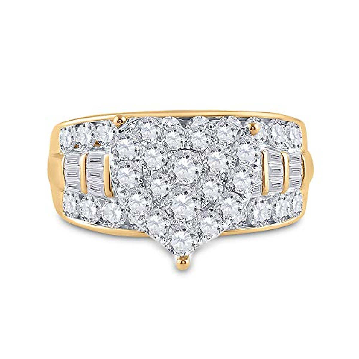 10kt Yellow Gold Round Diamond Heart Bridal Wedding Engagement Ring 2 Cttw