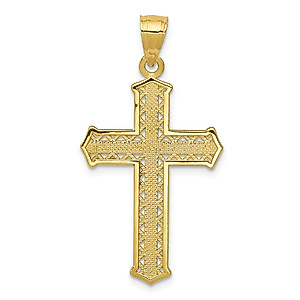 Solid 10k Yellow Gold Cross Pendant Charm - 35mm x 19mm - Jewelry Gifts For Women Wife Mom Gifts For Men Husband Dad